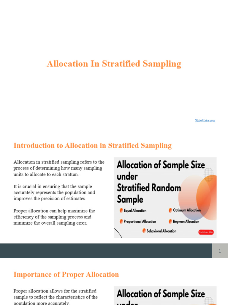 Allocation In Stratified Sampling | PDF | Stratified Sampling | Sampling (Statistics)