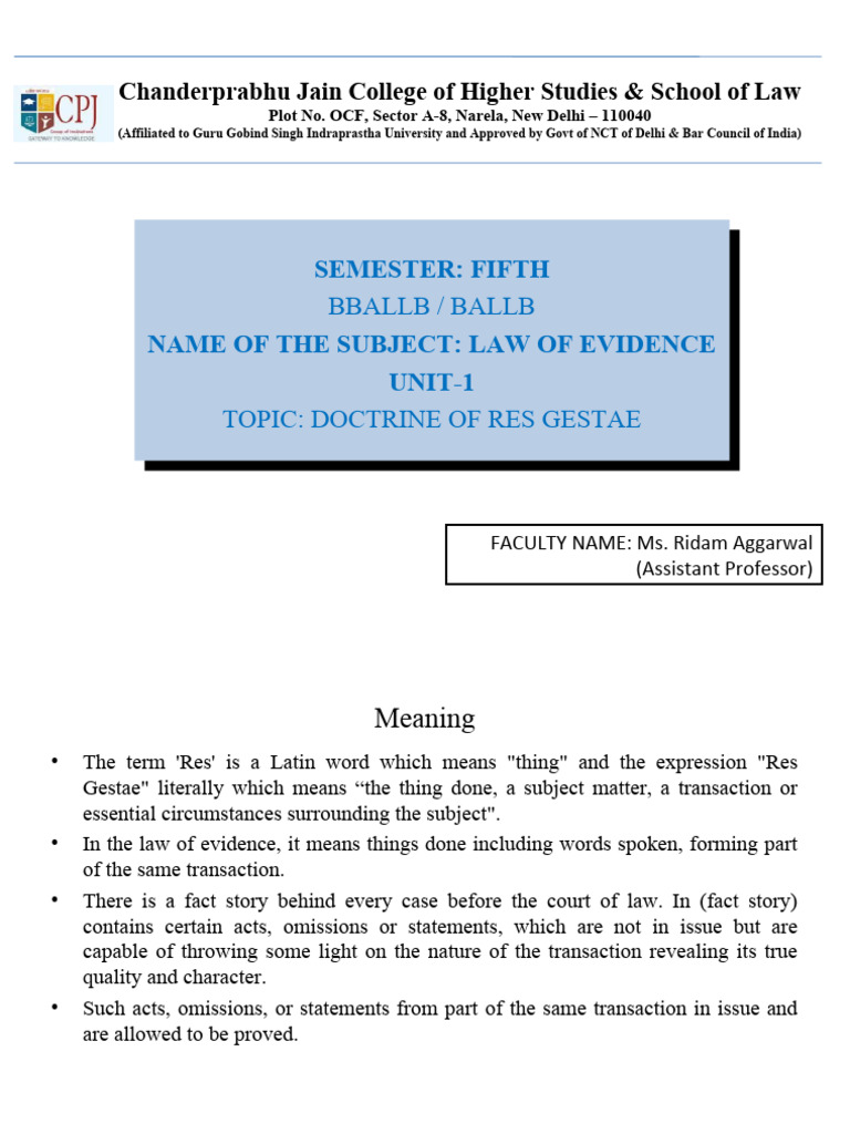 Law of Evidence - Unit 1 - Topic D | PDF | Delhi | Justice