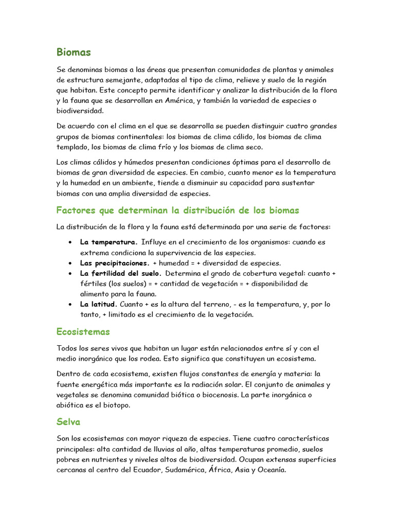Apunte Biomas | PDF | Clima | Ecosistema