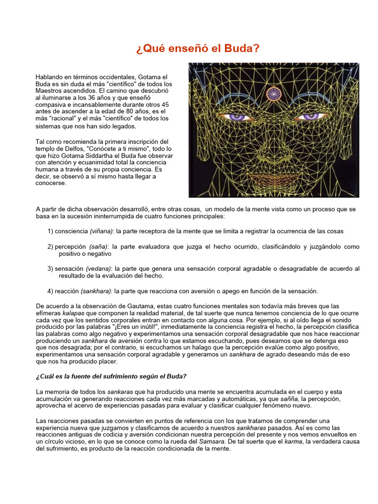 ¿Qué Enseñó El Buda?: ¿Cuál Es La Fuente Del Sufrimiento Según El Buda? | PDF | Sufrimiento | Mente