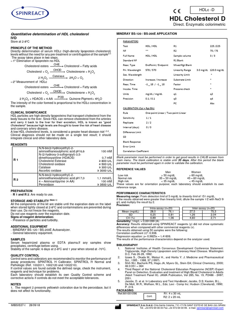 HDL Cholesterol D | PDF | High Density Lipoprotein | Cholesterol