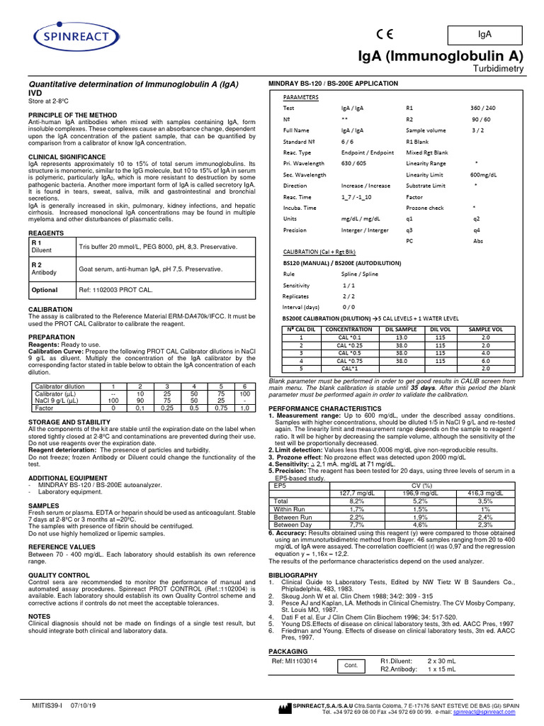 Quantitative Determination of Immunoglobulin A (Iga) | PDF | Immunology