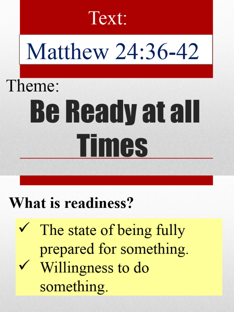 Be Ready at all Times | PDF