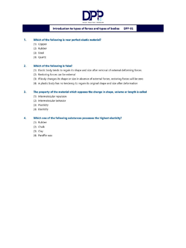 DPP - Mech Prop of Matl | PDF