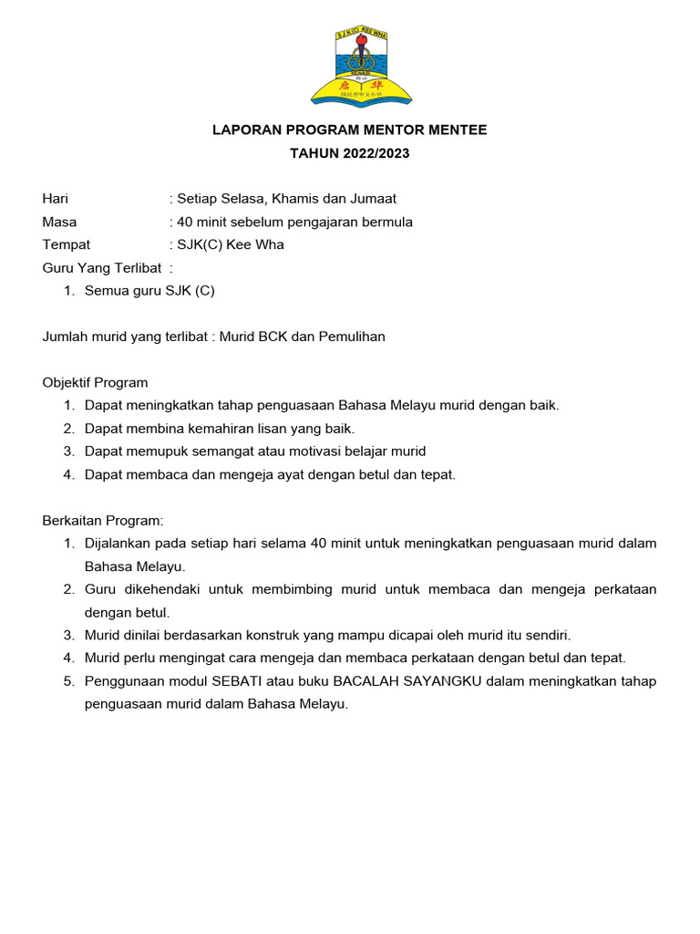 Laporan Program Mentor Mentee | PDF