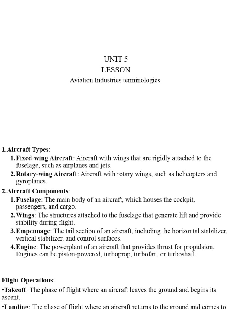 Aviation Industry Terminology Guide | PDF | Aircraft | Travel Visa