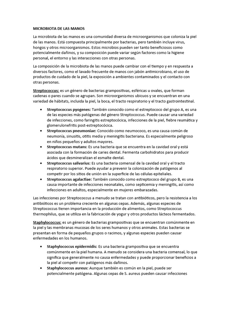 Microbiota de las Manos: Tipos y Riesgos | PDF | Influenza ...