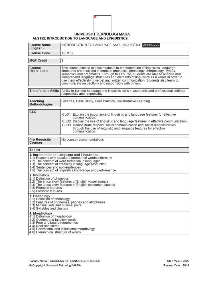 Course INTRODUCTION TO LANGUAGE AND LINGUISTICS | PDF | Linguistics | Phonology