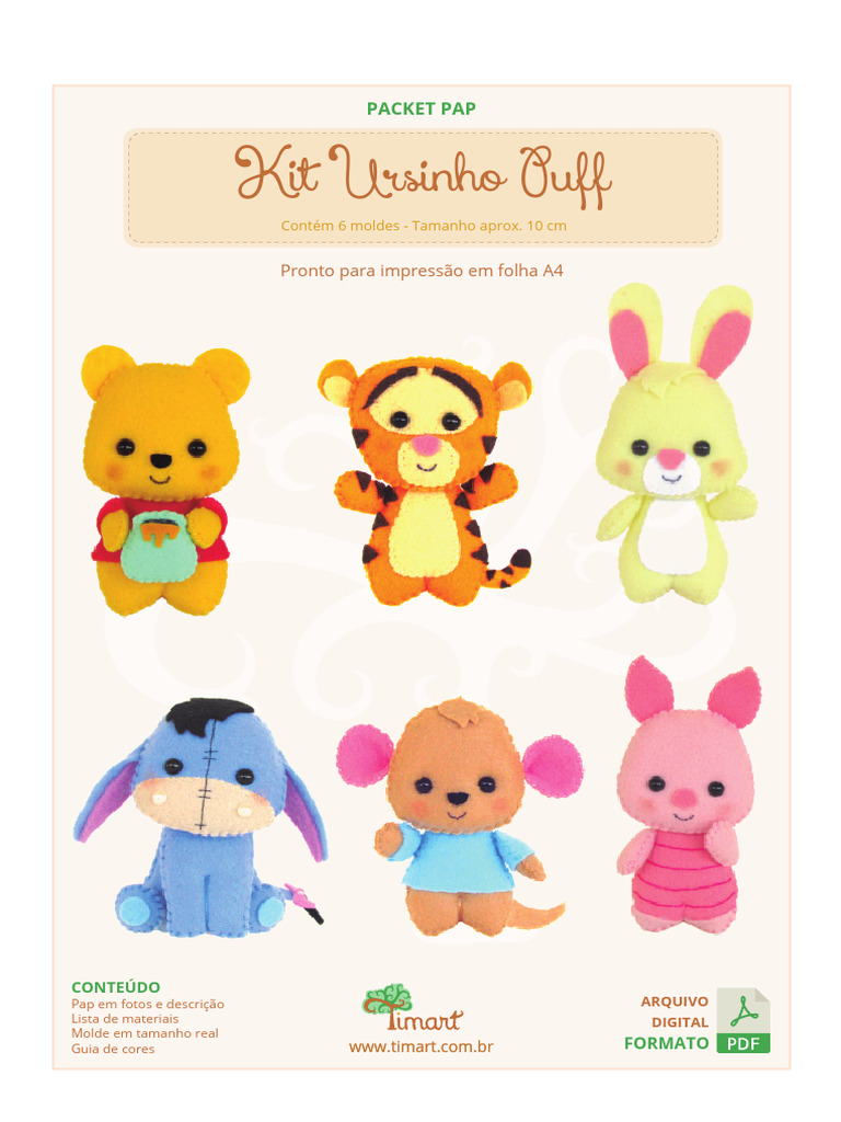 Moldes do Ursinho Pooh em Feltro | PDF