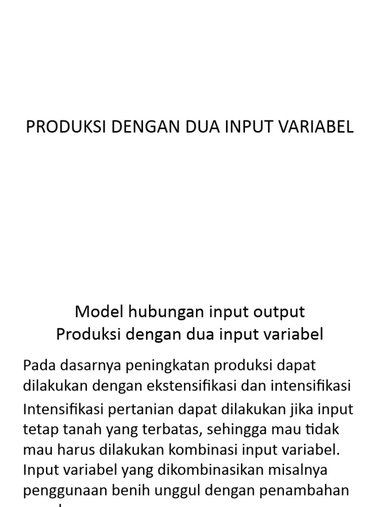 Pertamuan VI Model Hubungan Input Output, Produksi Dengan Dua Input | PDF