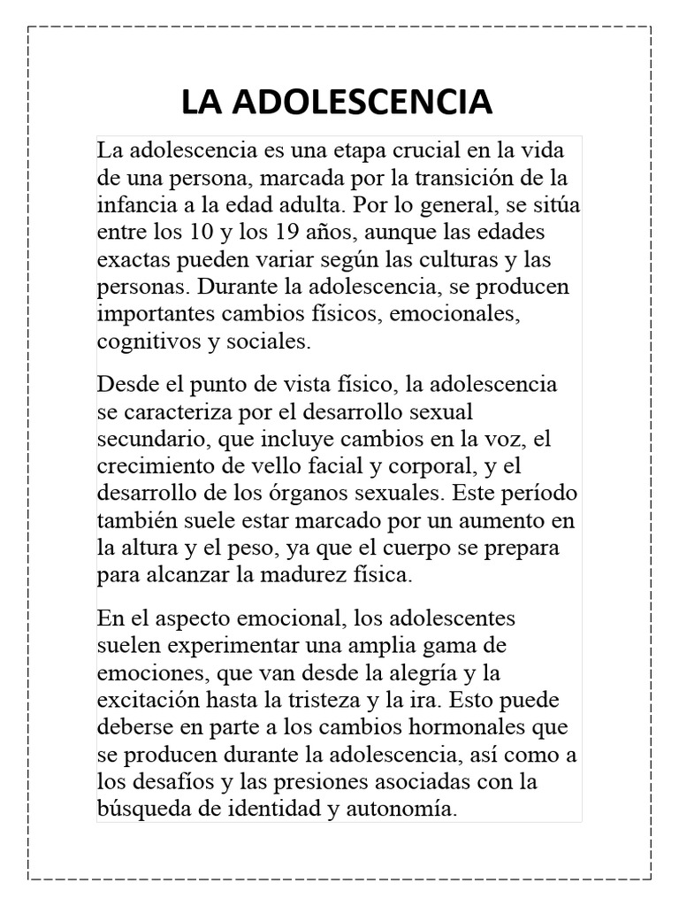 La Adolescencia | PDF | Salud y bienestar