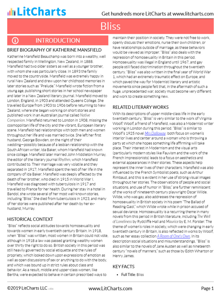 Bliss | Download Free PDF | Homosexuality | Virginia Woolf