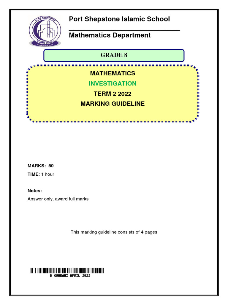 GR8 PSIS INVESTIGATION MEMO TERM 2 2022 | PDF