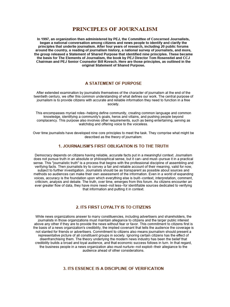 Principles of Journalism | PDF | Journalism | News