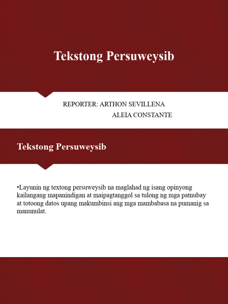 Tekstong Persuweysib Presentation 2 | PDF