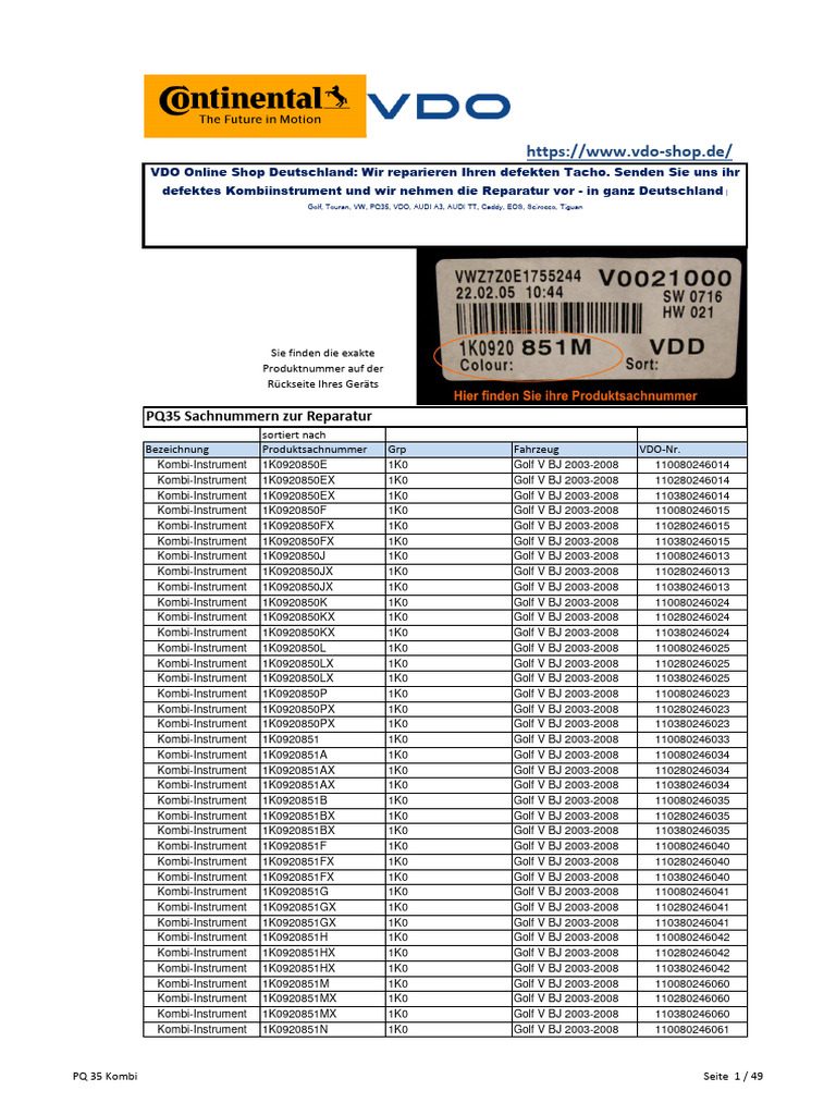 pq35 - Fuer Webshop | PDF | Volkswagen | Coche