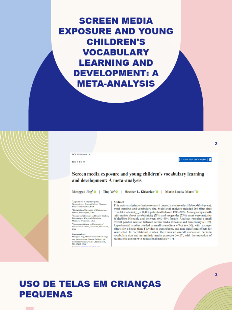 Screen Media Exposure and Young Children's Vocabulary Learning | PDF ...