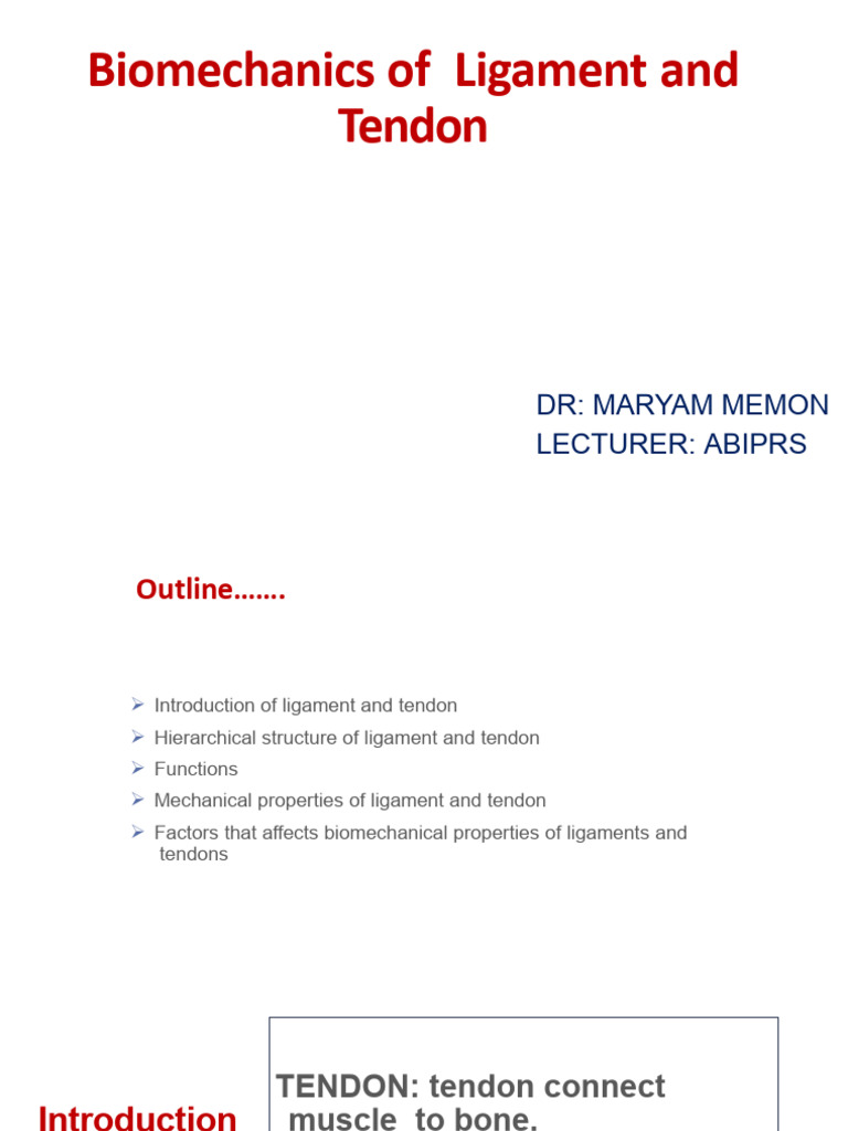 Biomechanics of Tendons and Ligaments | PDF | Tendon | Materials