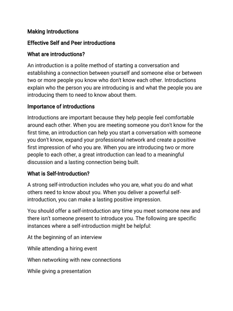 Mastering Effective Introductions | PDF