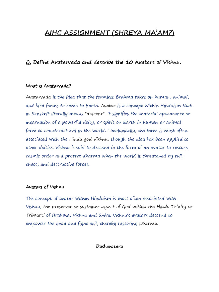 Aihc Assignment 10 | PDF | Vishnu | Monotheistic Religions