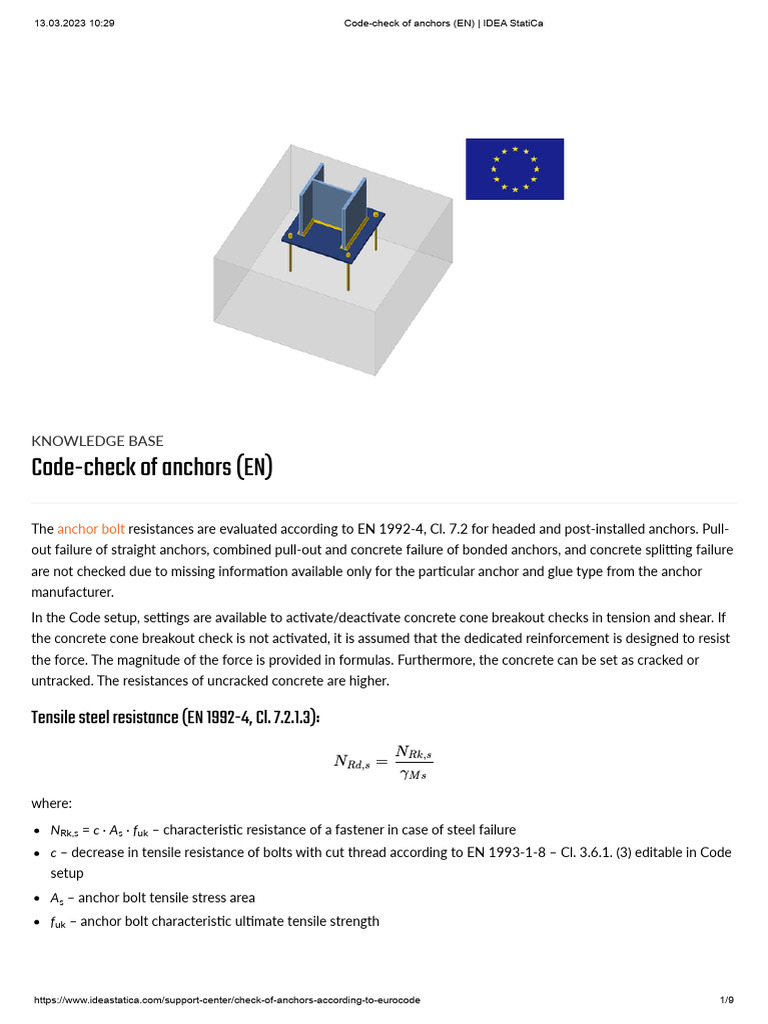 Code-Check of Anchors (EN) - IDEA StatiCa | Download Free PDF | Strength Of Materials | Screw