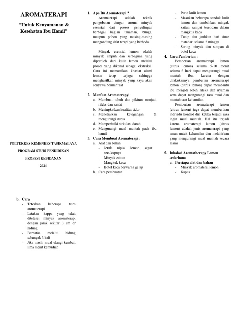 Calon Leaflet AROMATERAPI | PDF