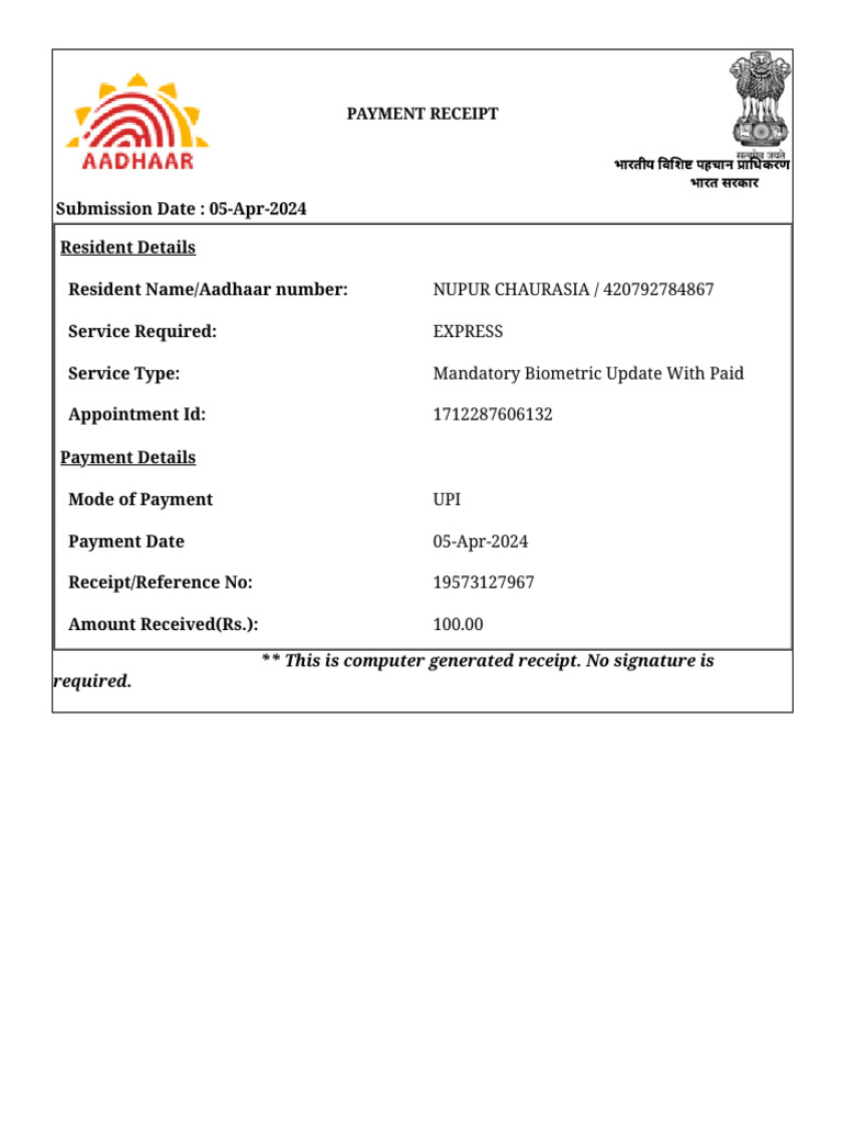 Fee Receipt | PDF