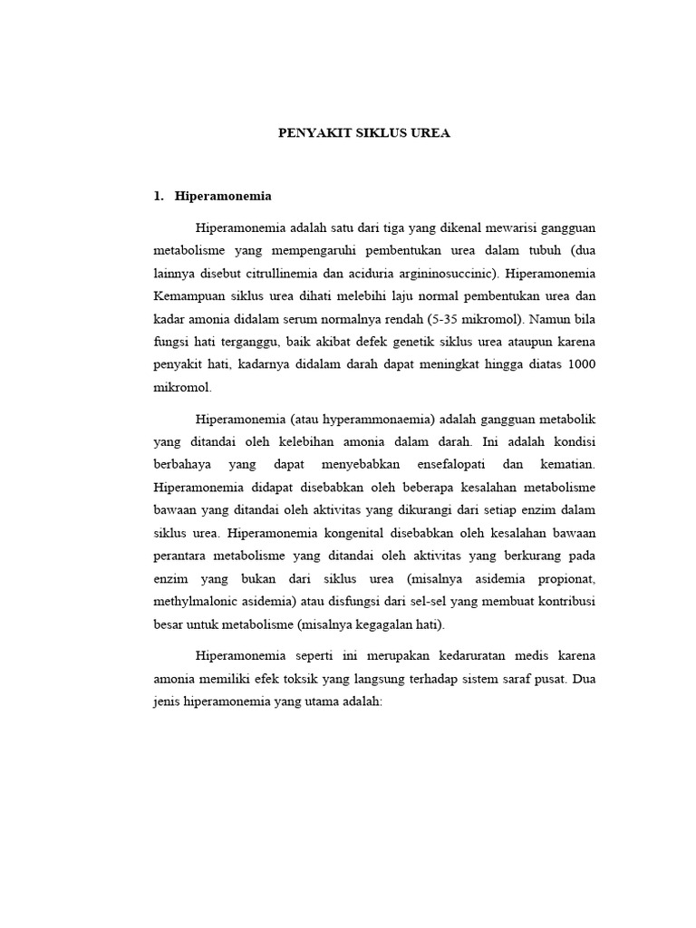 Penyakit Siklus Urea | PDF