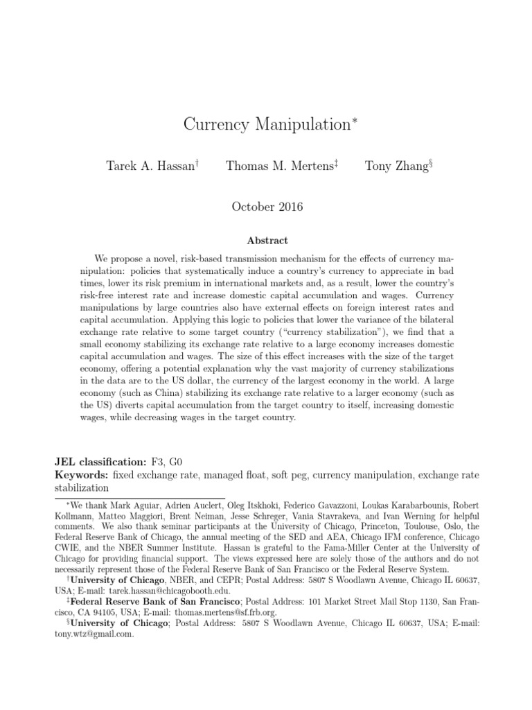 Currency Manipulation | PDF | Exchange Rate | Interest Rates