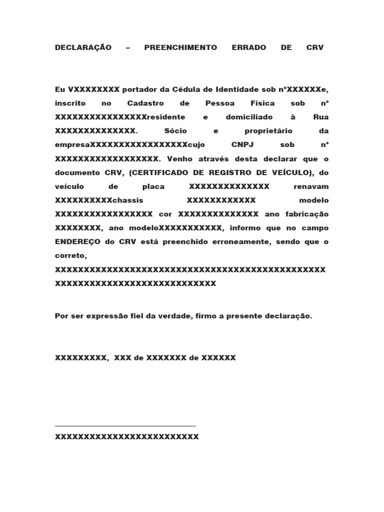 DECLARAÇÃO Errata | PDF