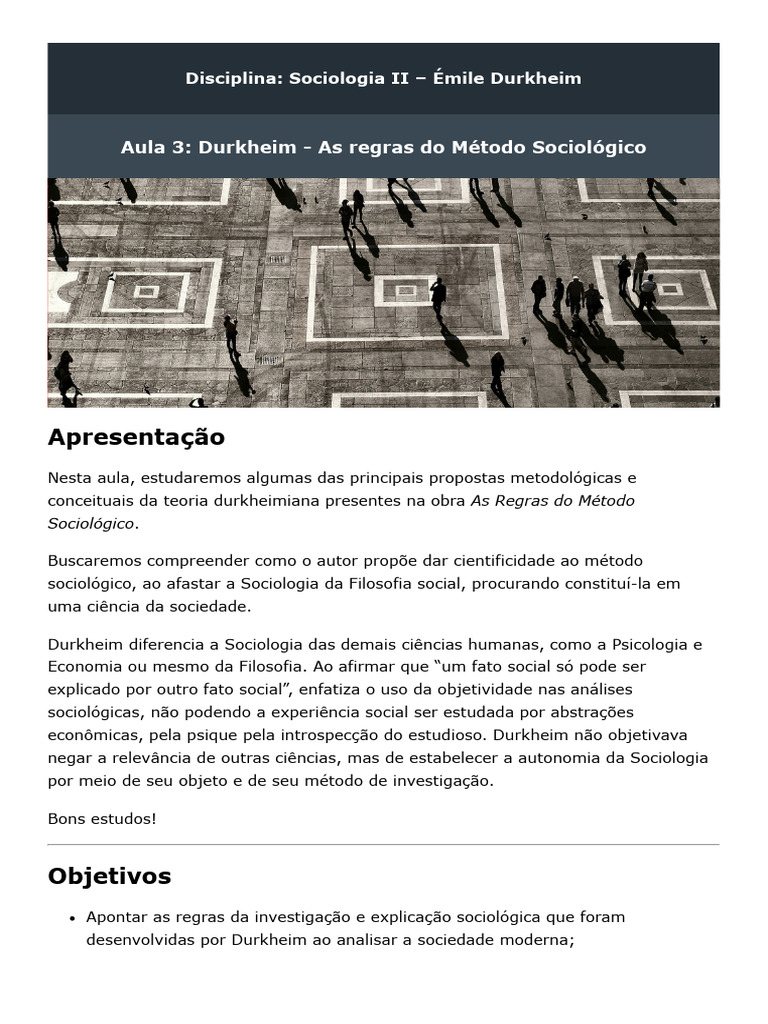 Método Sociológico de Durkheim | PDF | Sociologia | Émile Durkheim