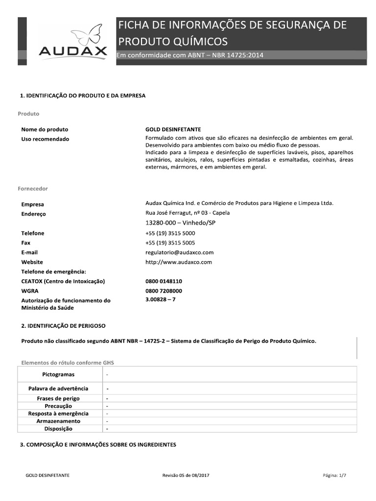 Fispq Desinfetante Floral Gold 104112 Audax | PDF