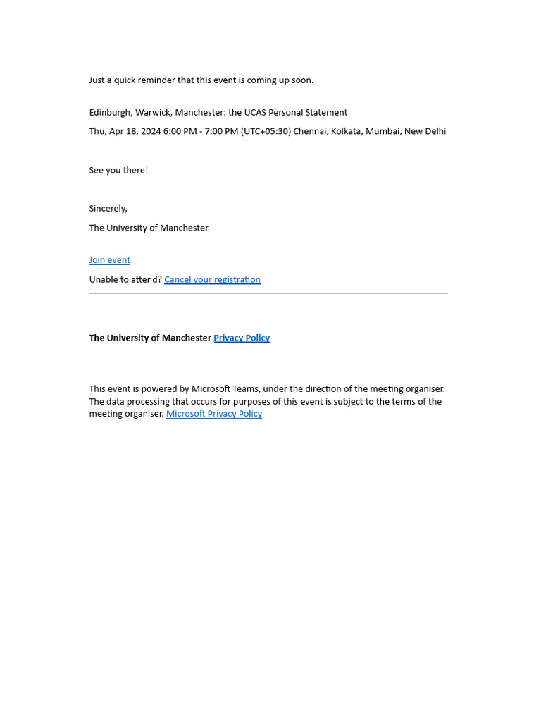 UCAS Personal Statement Event Reminder | PDF