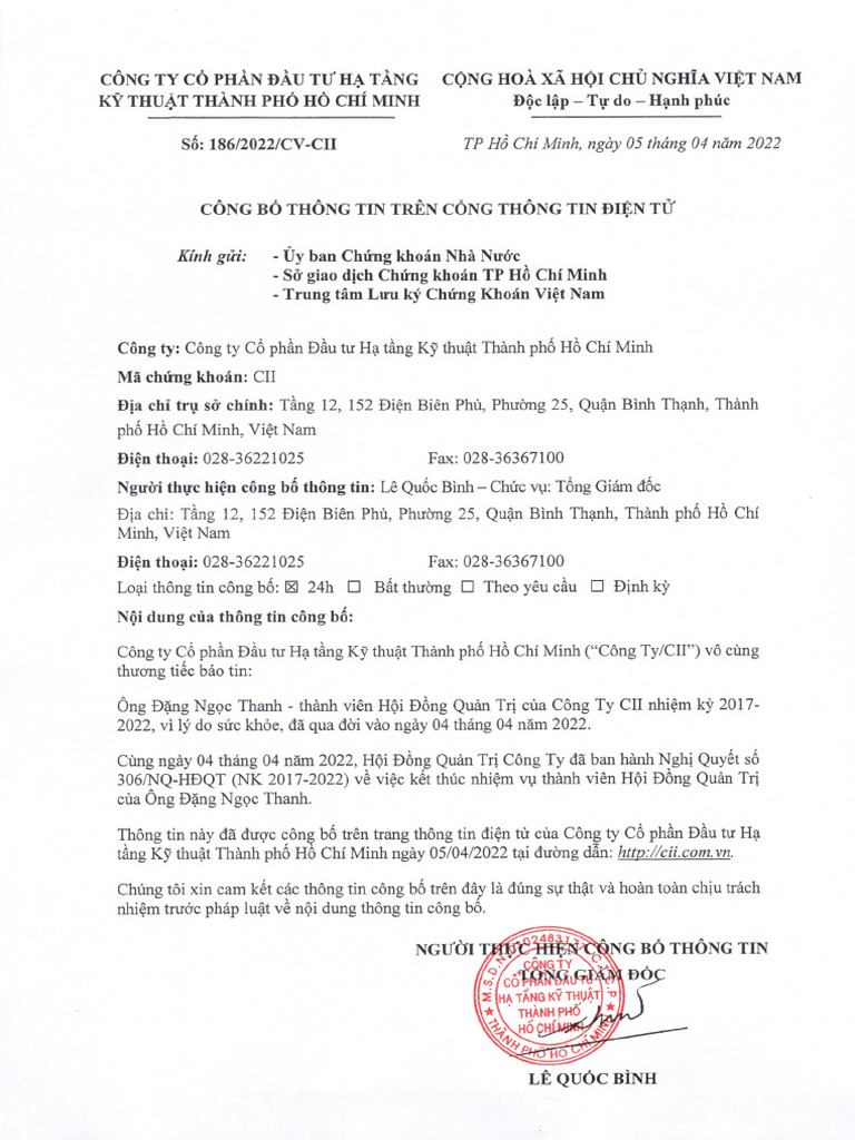 Cii Thong Bao Ket Thuc Nhiem Vu Thanh Vien H QT Cua Ong Ang Ngoc Thanh 0 | PDF