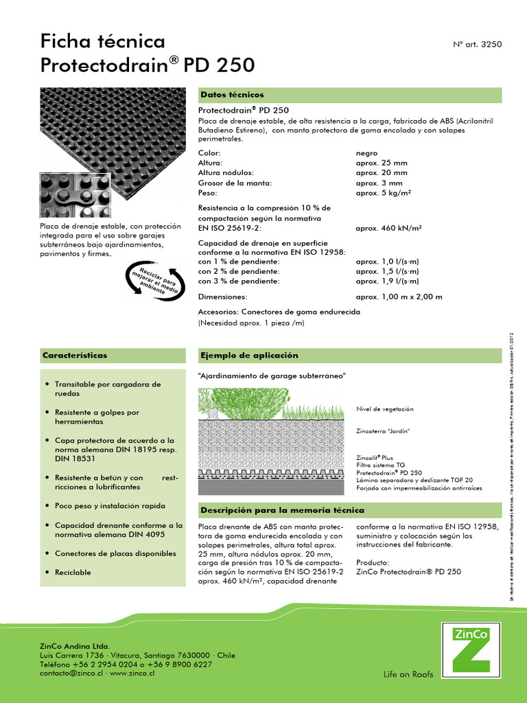 ZinCo FT Protectodrain PD250 CL | PDF