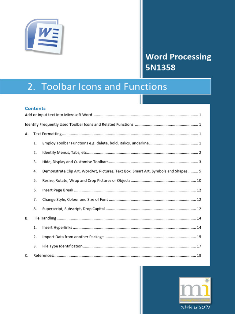 Microsoft Word Toolbar Functions Guide | PDF | Hyperlink | Microsoft Word