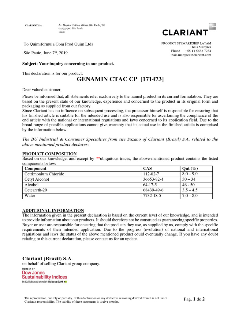 Product Info for Quimiformula | PDF | Contractual Term | Information