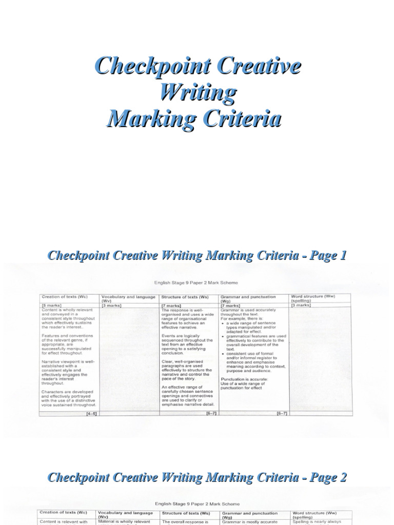 Creative Writing Evaluation Guide | PDF | Finance & Money Management