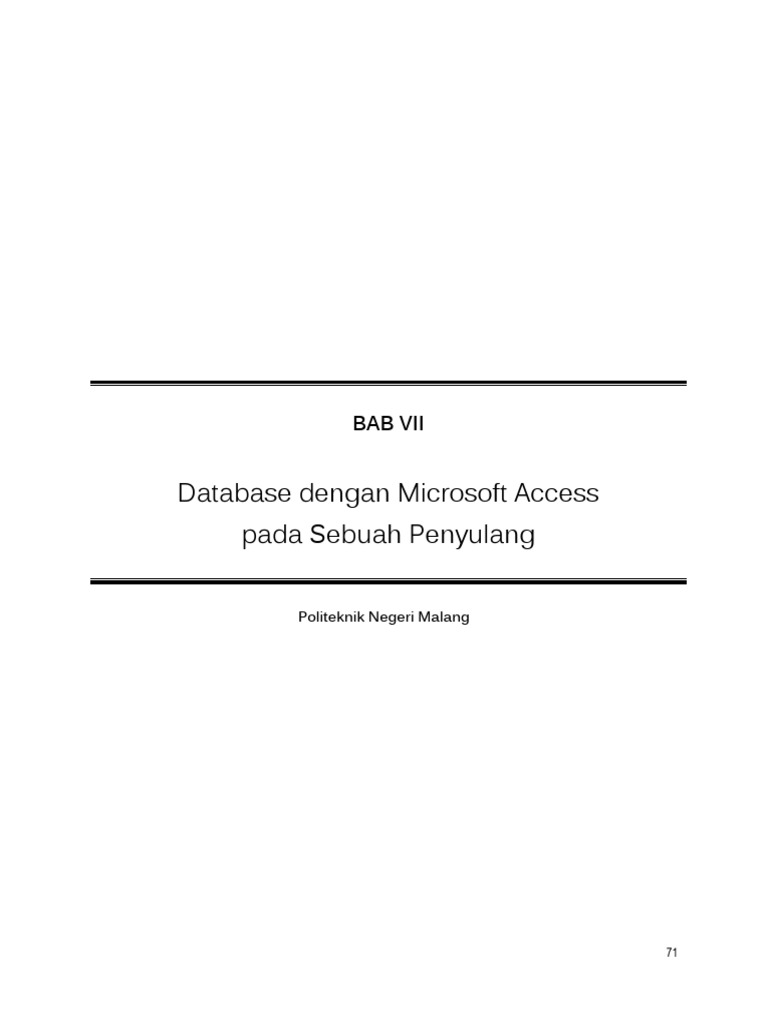 BAB VII - Database Dengan Microsoft Access Pada Sebuah Penyulang | PDF | Information Technology ...