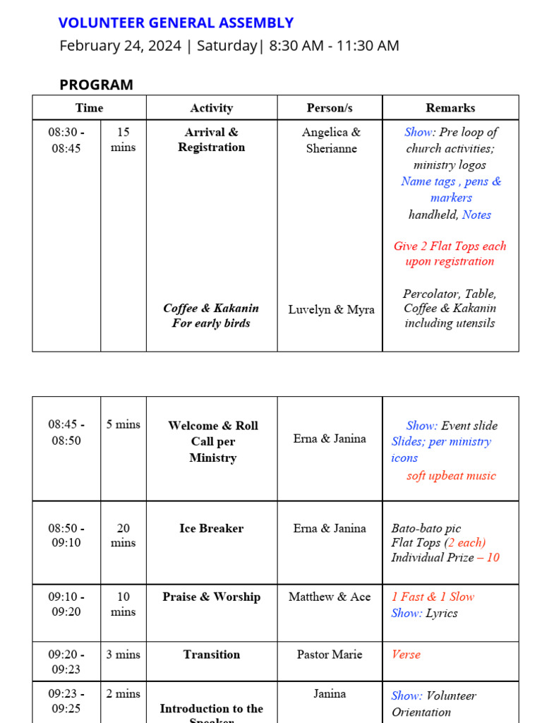 Volunteers-GA 022424 Tuguegarao Program-Spiel | PDF