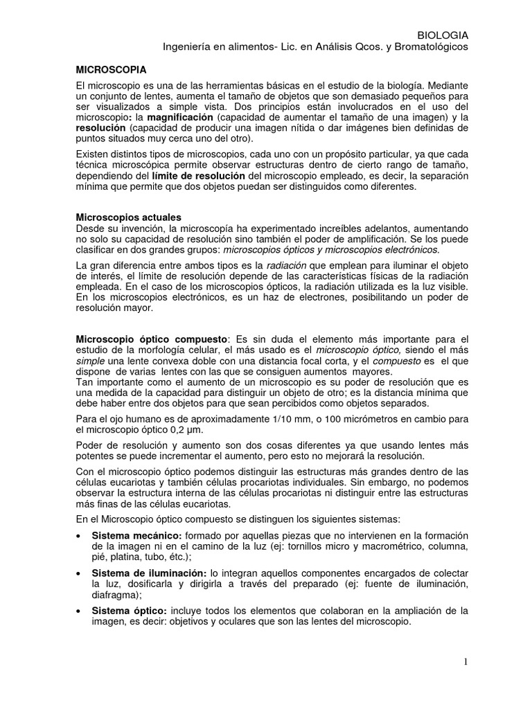 Texto complementario_TP_1_Microscopía | PDF | Microscopio | Óptica