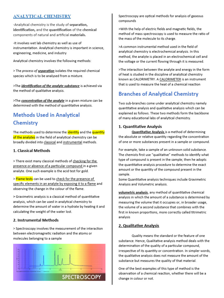 Analytical Chemistry Notes | Download Free PDF | Analytical Chemistry ...