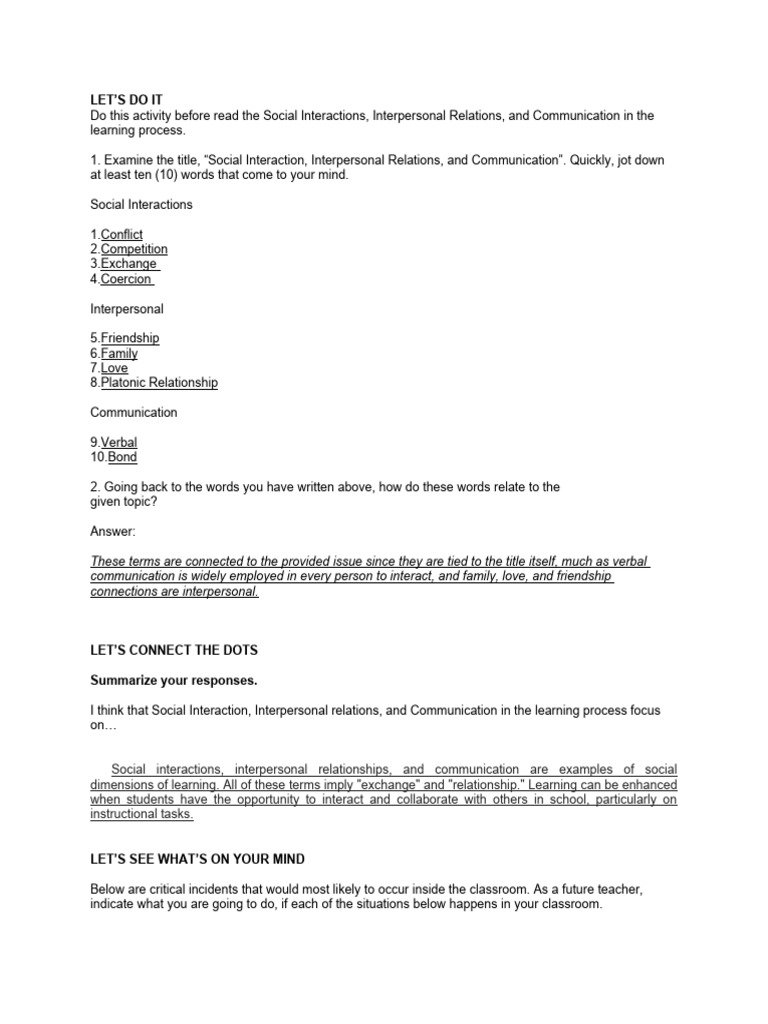Module 2 Lesson 2 Pdf Communication Interpersonal Relationships