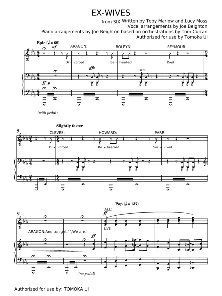 Six The Musical - Ex Wives | PDF | Arab League | Broadway Theatre