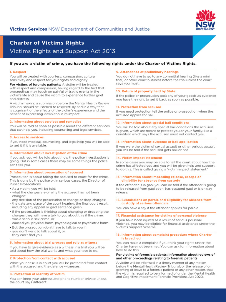 Charter of Victims Rights | PDF | Bail | Prosecutor