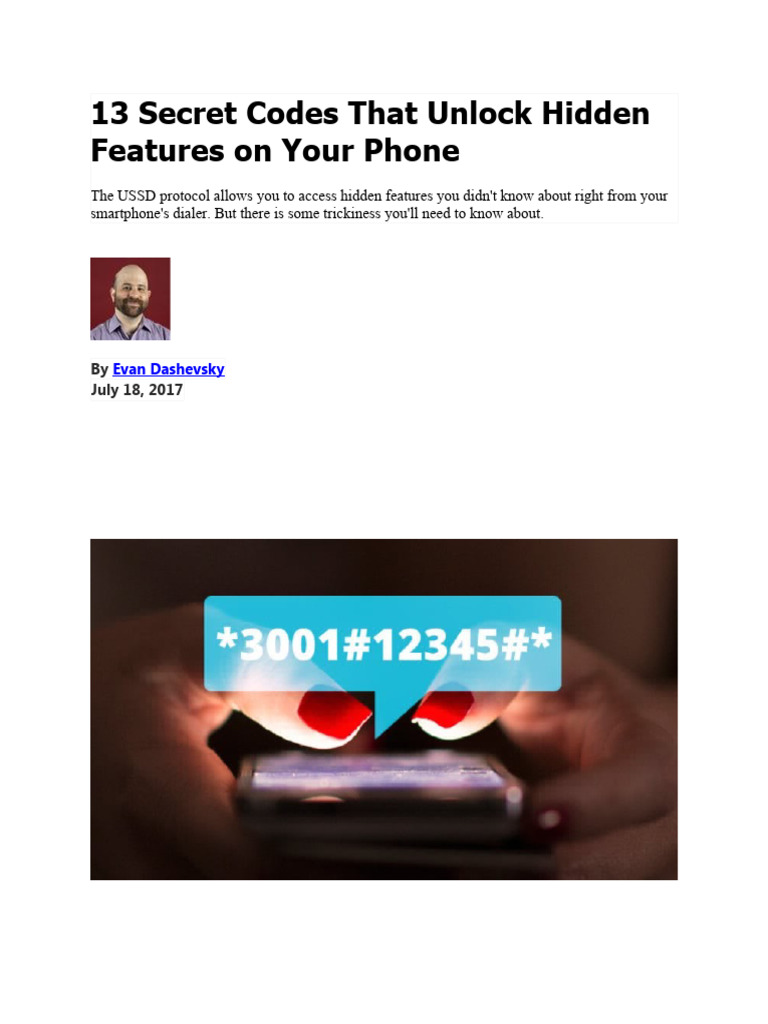 13 Secret Codes That Unlock Hidden Features on Your Phone | PDF | Mobile Telecommunications ...
