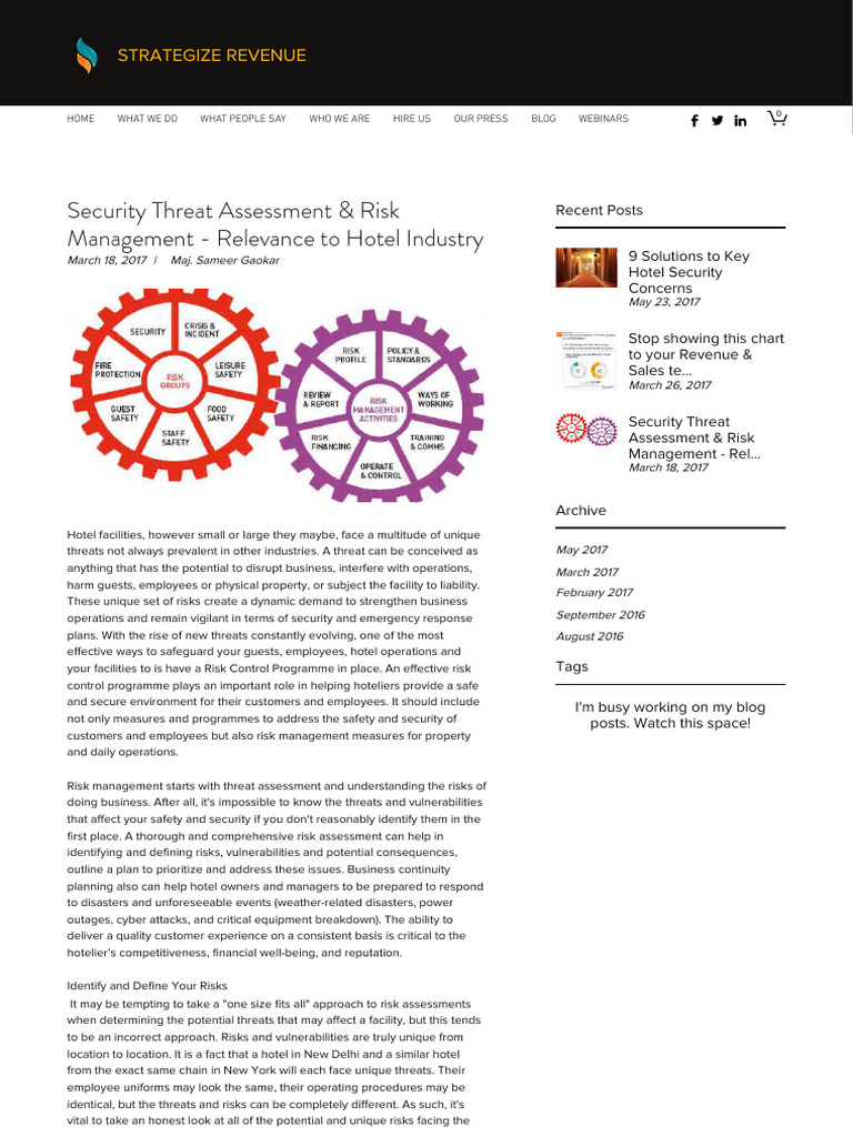 Security Threat Assessment & Risk Management - Relevance To Hotel ...