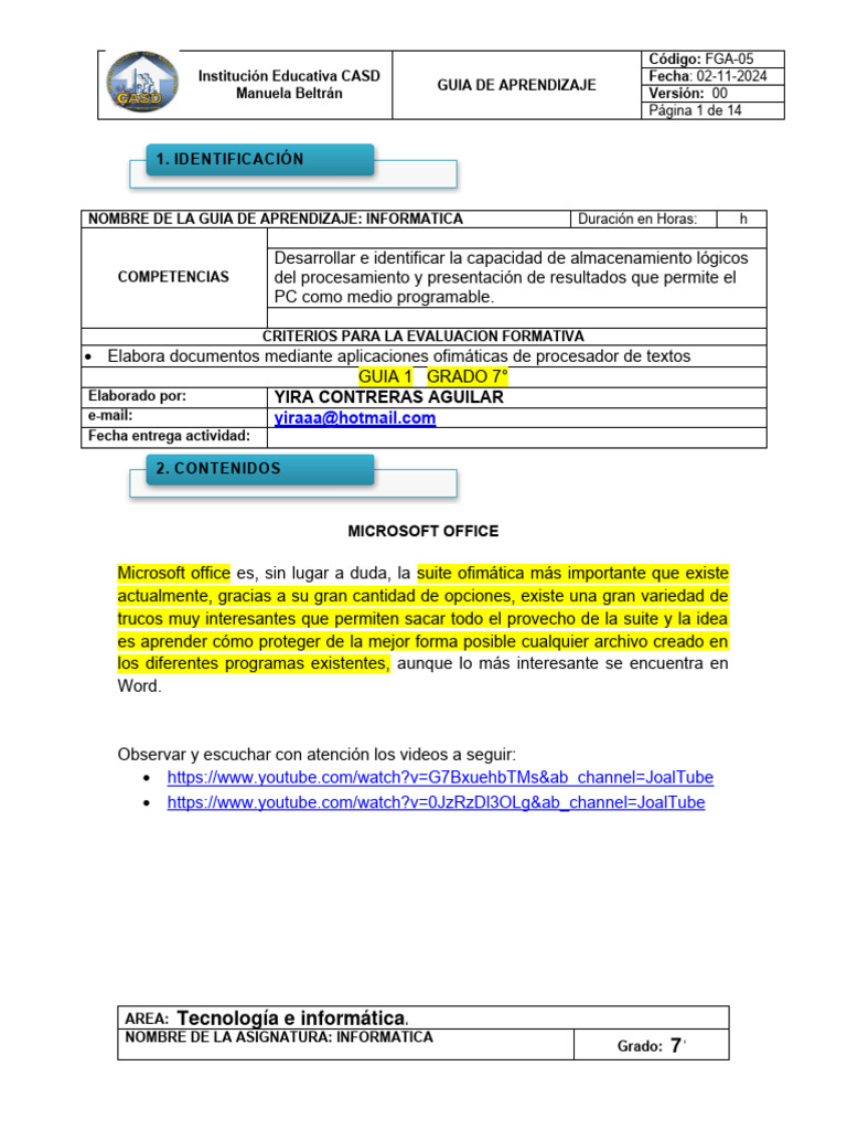 Guía de Informática: Protección y Uso de Word | PDF | Hardware de la ...