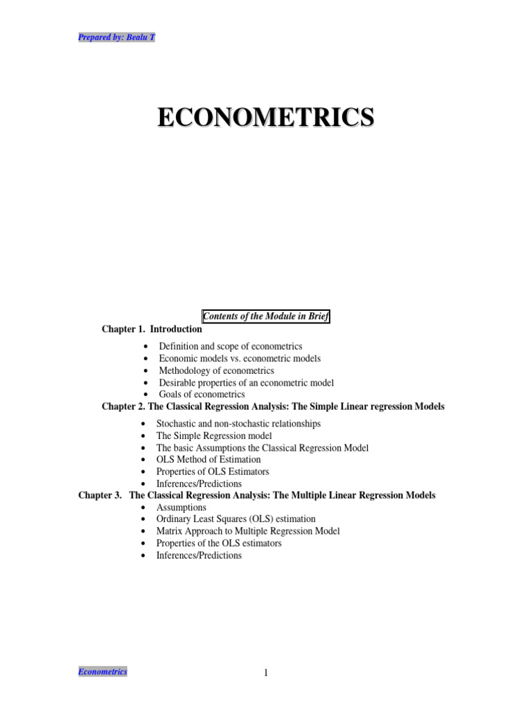 Handout Econometrics - Module | PDF | Econometrics | Estimator