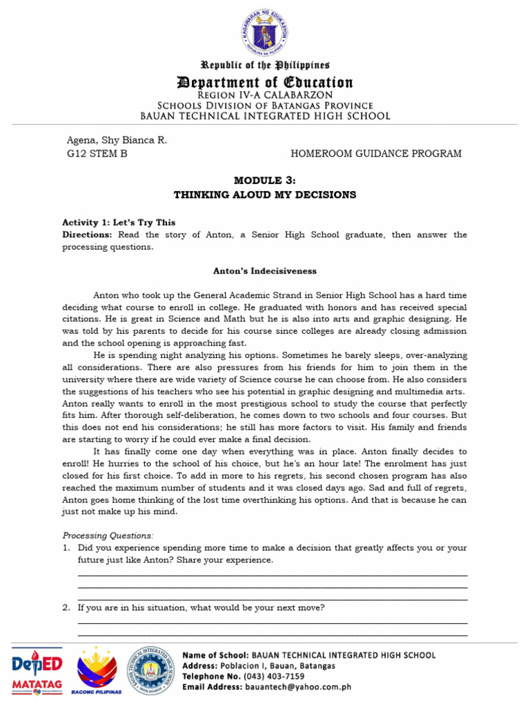 HGP Module3A Worksheet | PDF